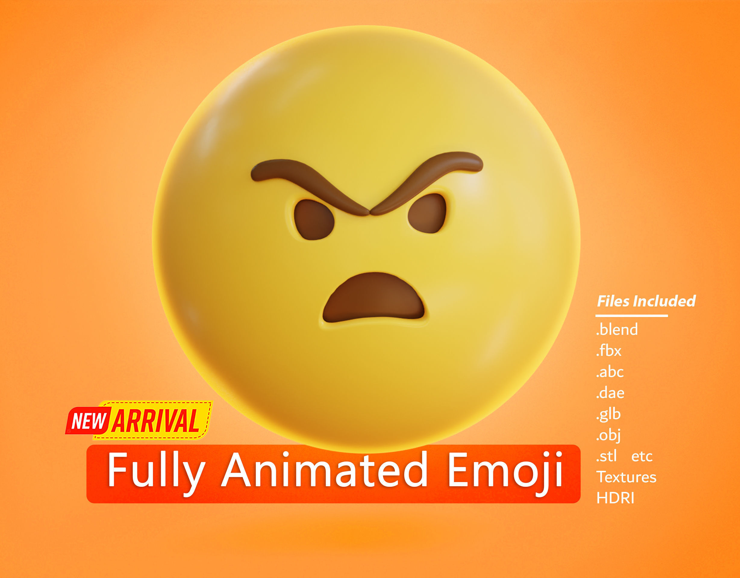 3D model Angry face Animated Emoji VR / AR / low-poly | CGTrader