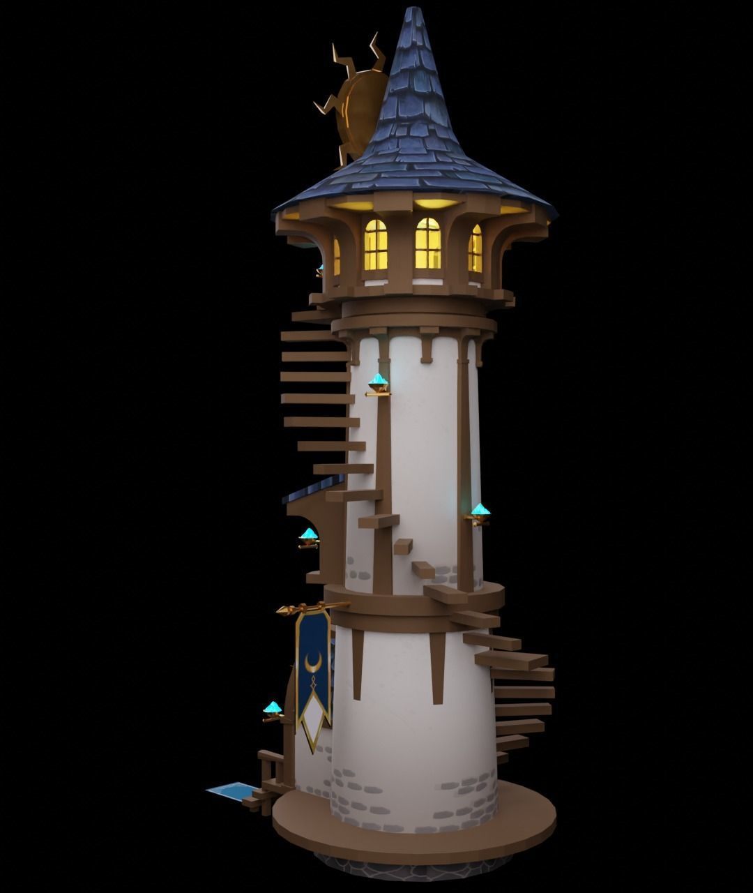 3D model Low poly Fantasy Tower VR / AR / low-poly | CGTrader