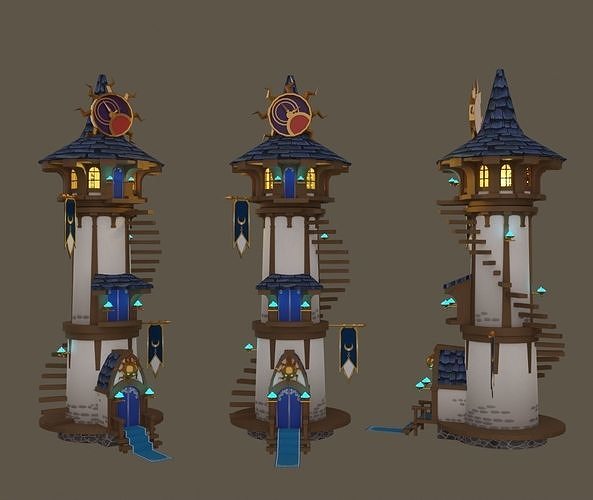 3D model Low poly Fantasy Tower VR / AR / low-poly | CGTrader