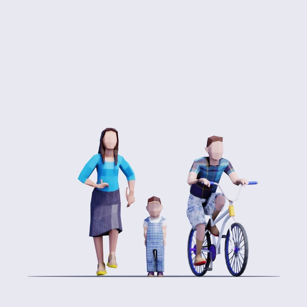 3D model Spring People - Animated and Rigged VR / AR / low-poly | CGTrader