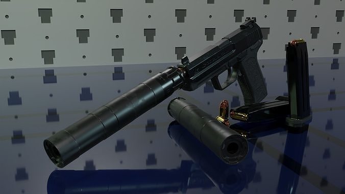 3D model Rugged Supressor Silencer Obsidian 45 ACP VR / AR / low-poly ...