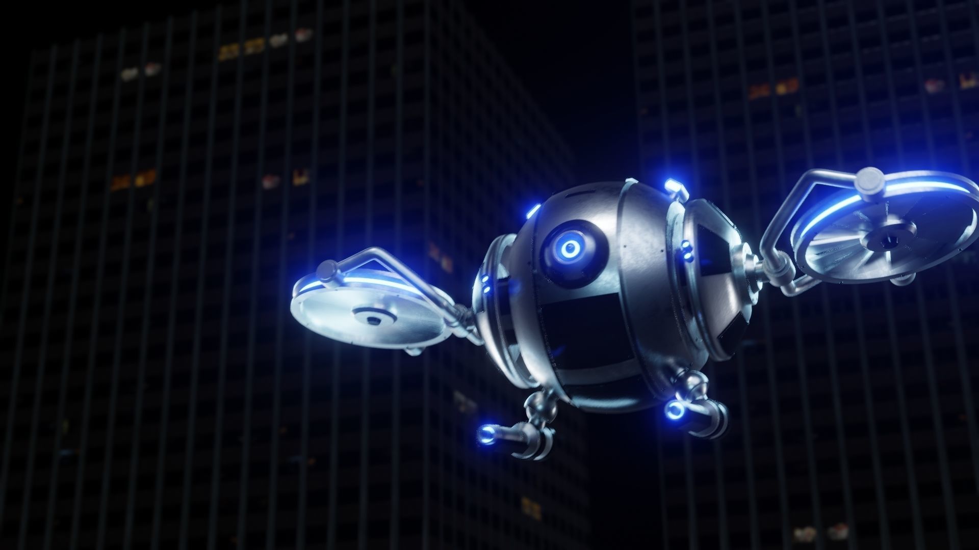 Sci-Fi Security Drone free 3D model animated | CGTrader