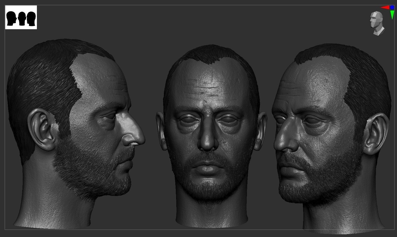 Leon The Professional - Jean Reno Head 3D model 3D printable | CGTrader
