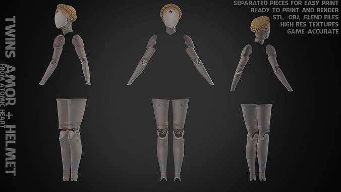 Atomic Heart Twins Full Armor and Helmet for Cosplay 3D Model ...
