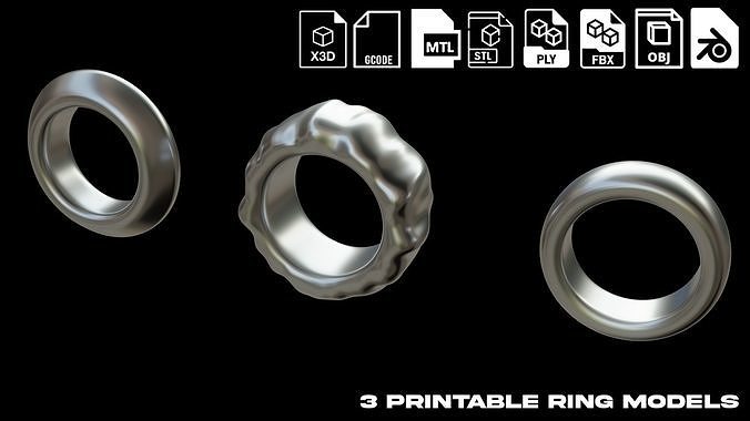 3 printable ring models 3D model 3D printable | CGTrader