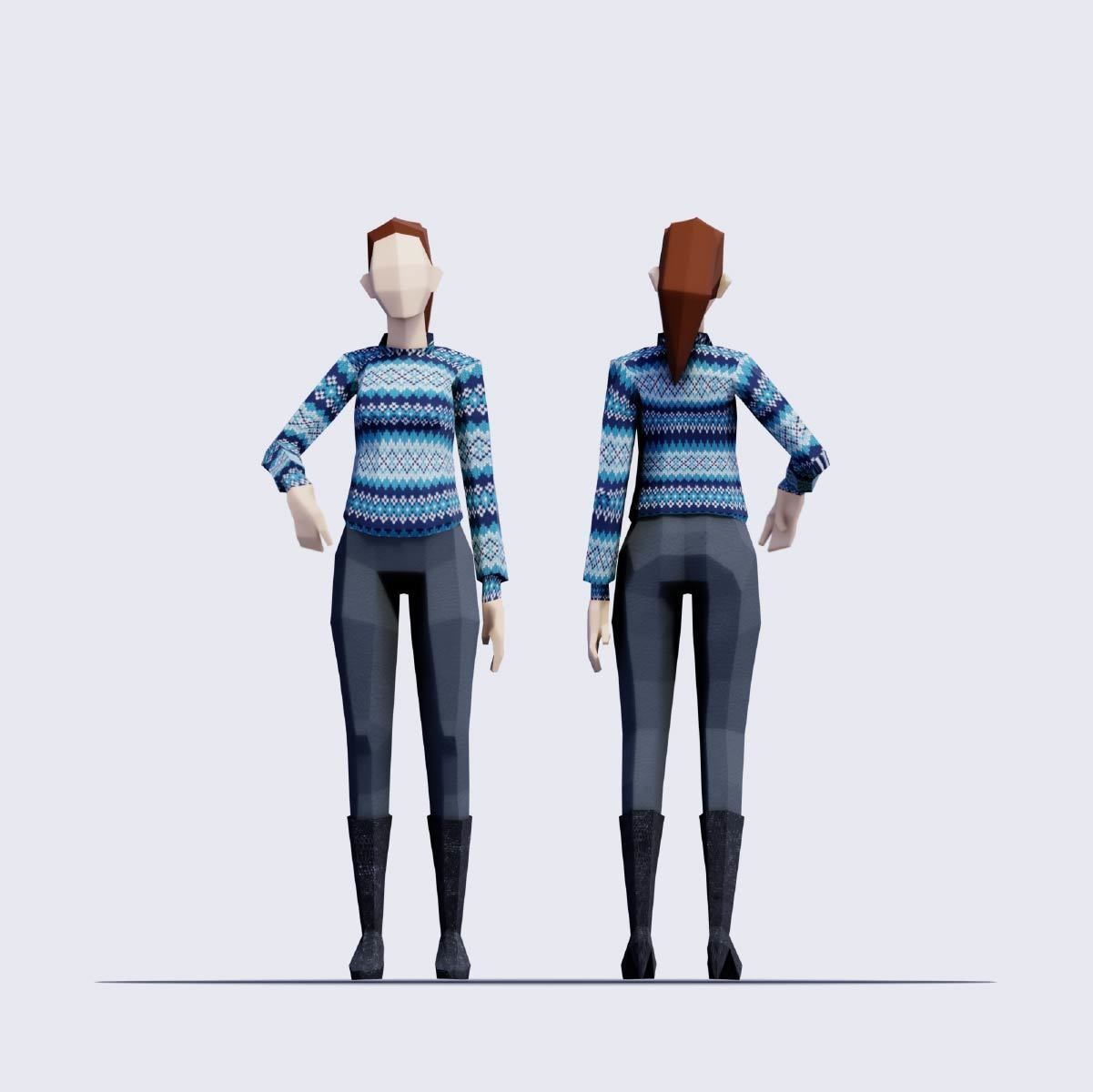 3D model Autumn People - Animated and Rigged VR / AR / low-poly | CGTrader