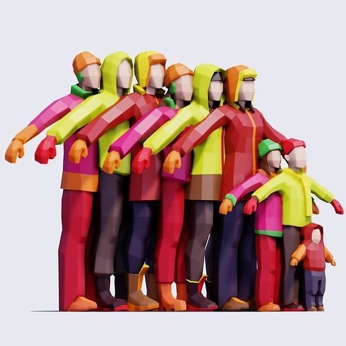 3D model Winter People - Animated and Rigged VR / AR / low-poly | CGTrader