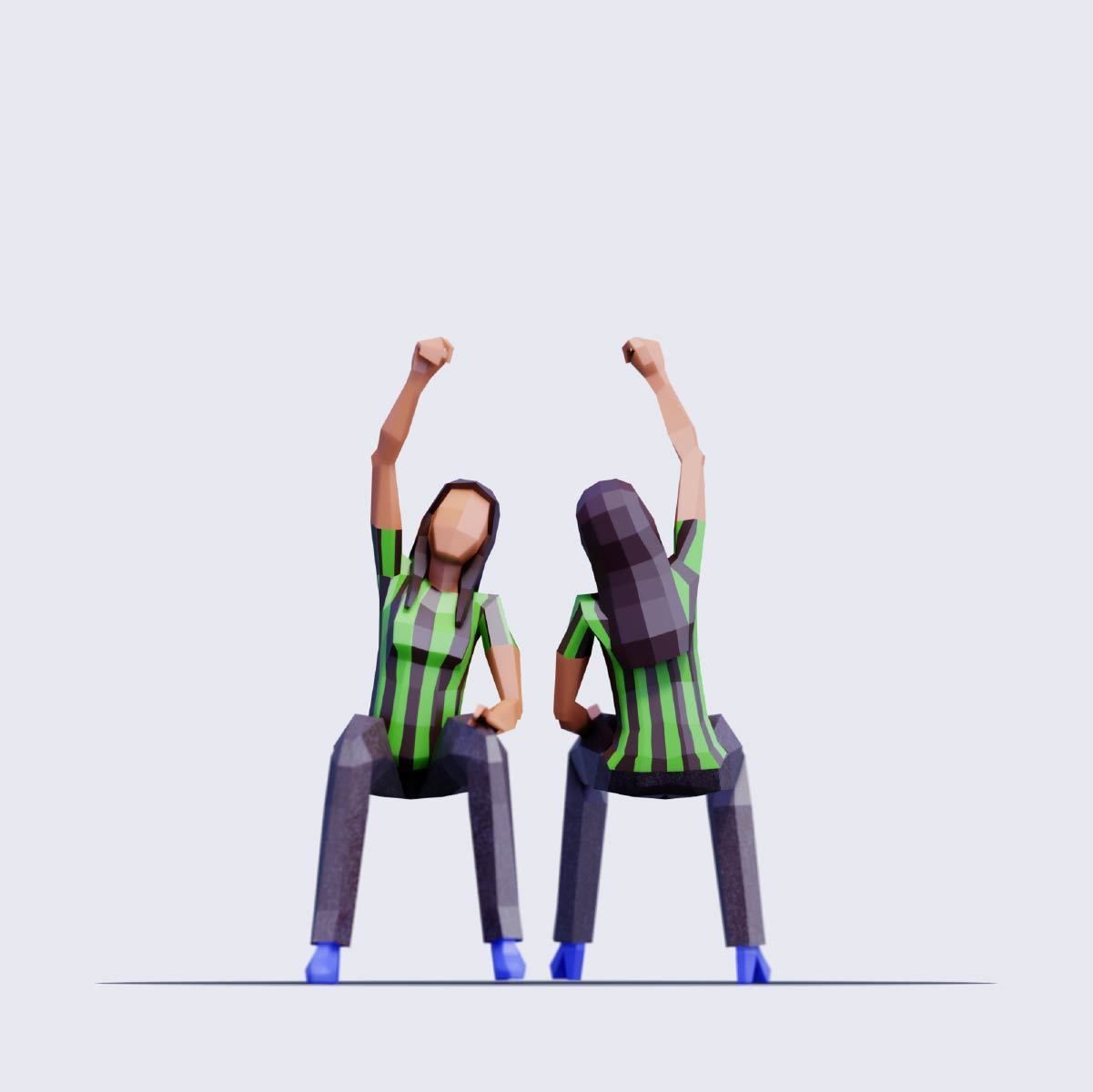 3D model Cheering Crowd Pack - Animated and Rigged VR / AR / low-poly ...