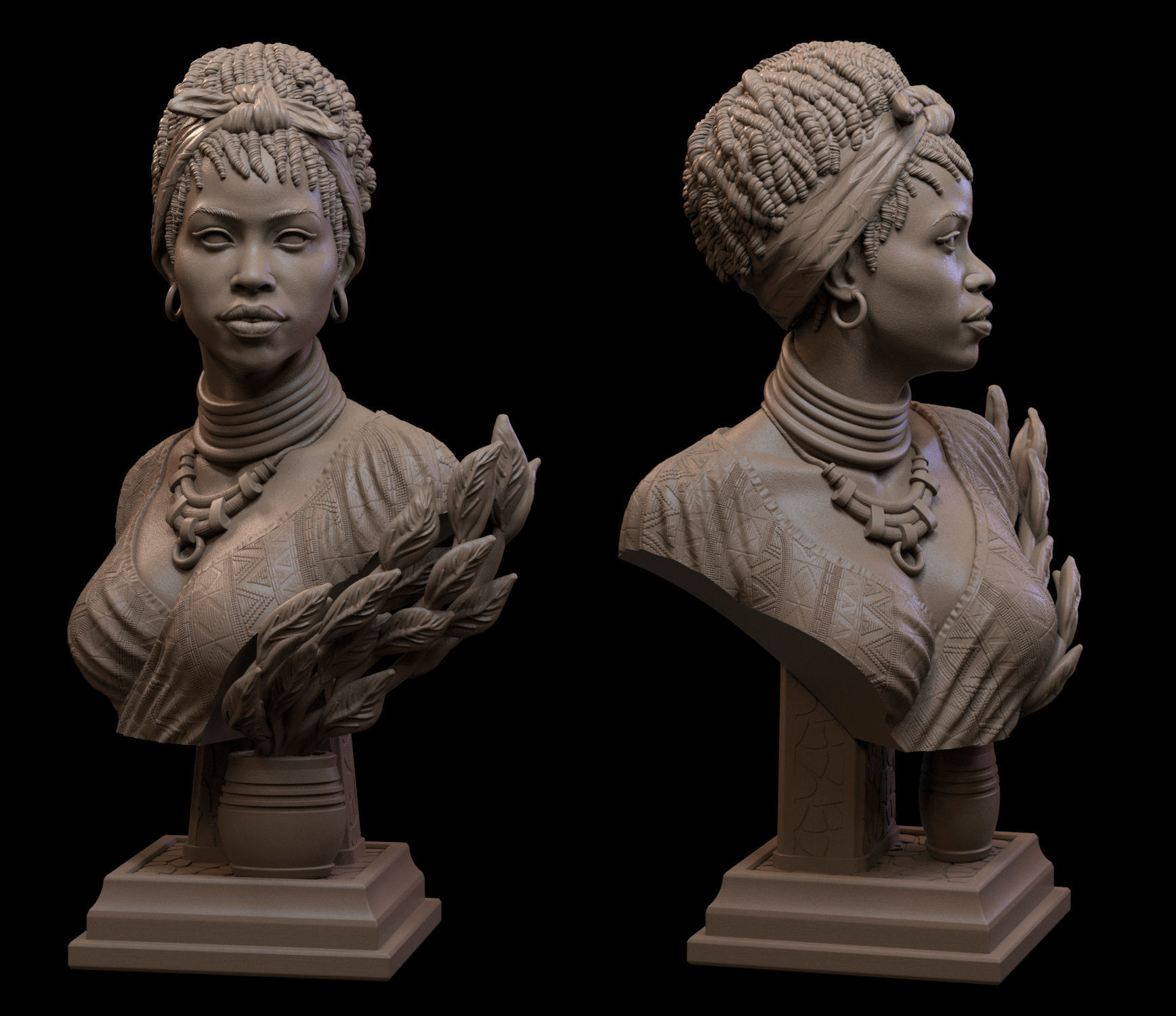 GIMBYA STL bust of african woman 3D model 3D printable | CGTrader