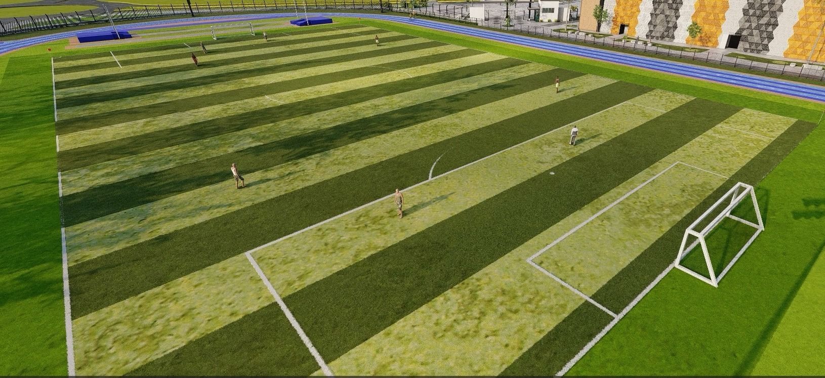 3D model SOCCER FIELD WITH ATHLETICS TRACK VR / AR / low-poly | CGTrader
