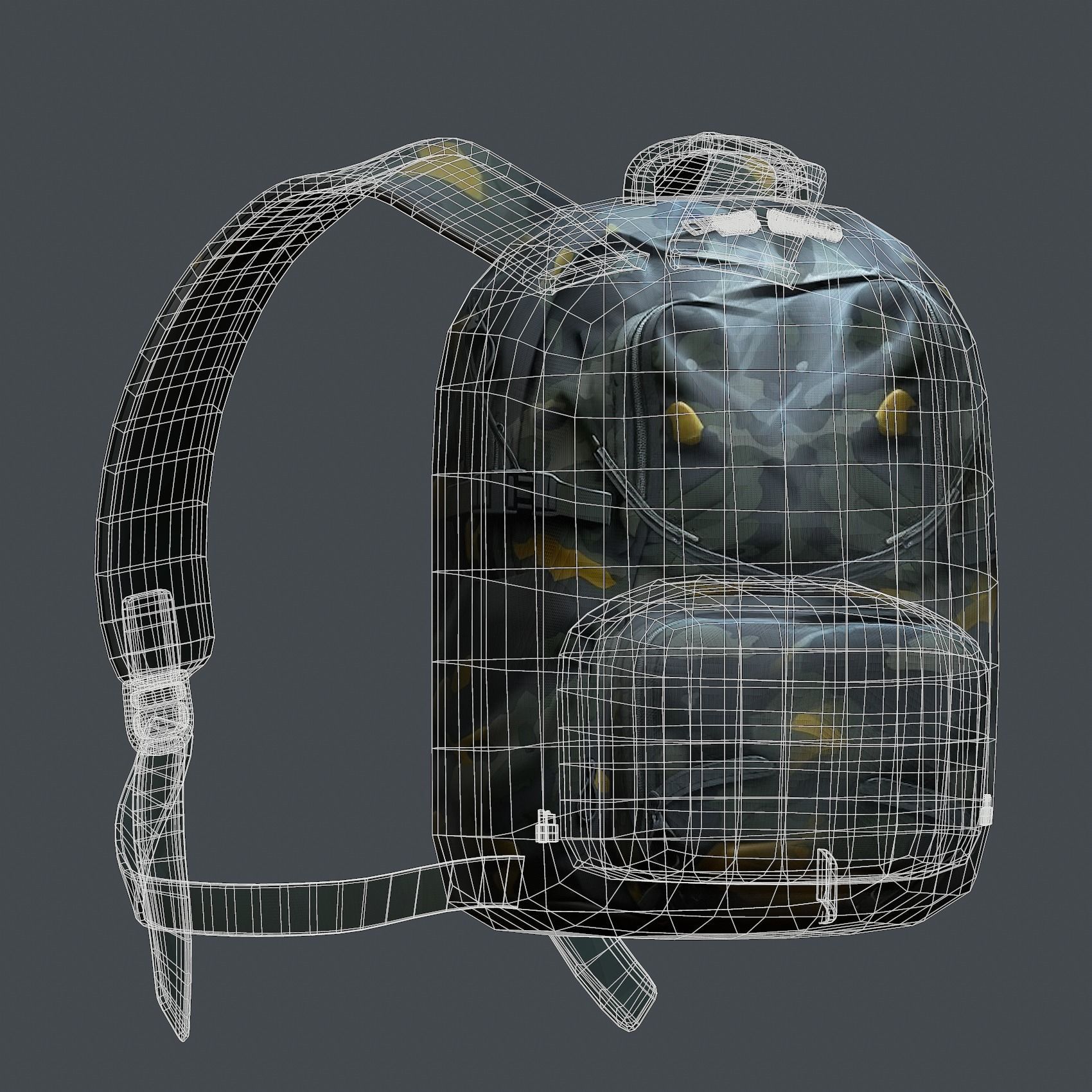 3D model Backpack military combat Black baggage Low-poly VR / AR / low ...