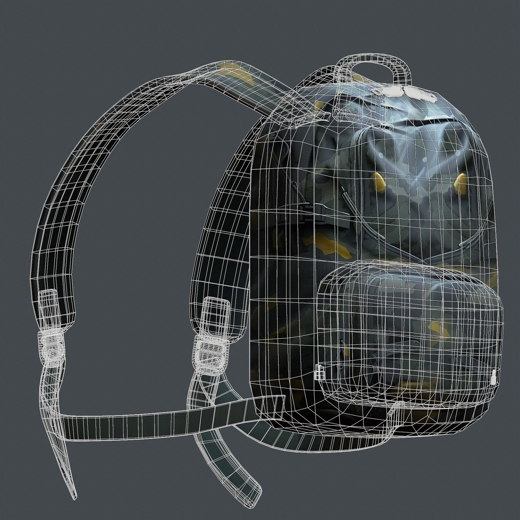 3D model Backpack military combat Black baggage Low-poly VR / AR / low ...