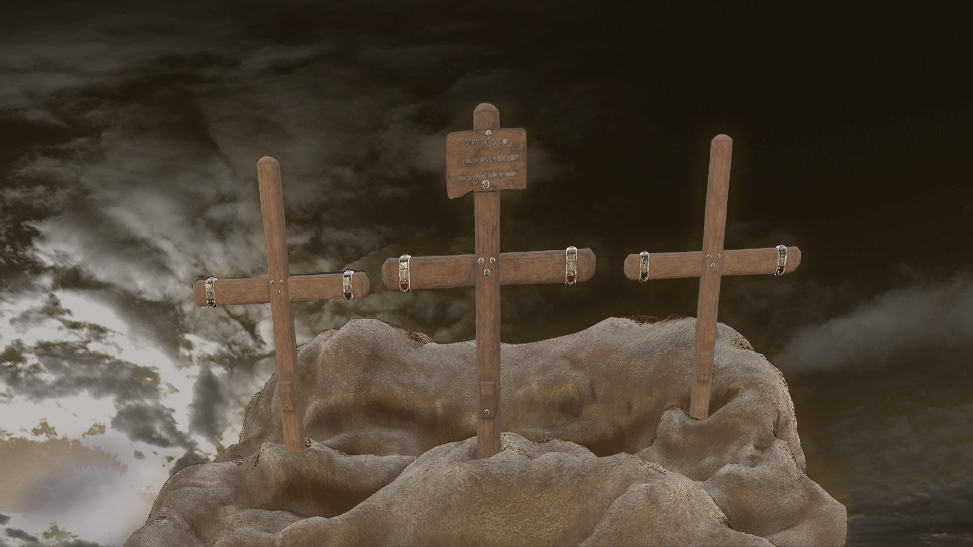 Diorama -The 3 Crosses - Jesus Christ free VR / AR / low-poly 3D model ...