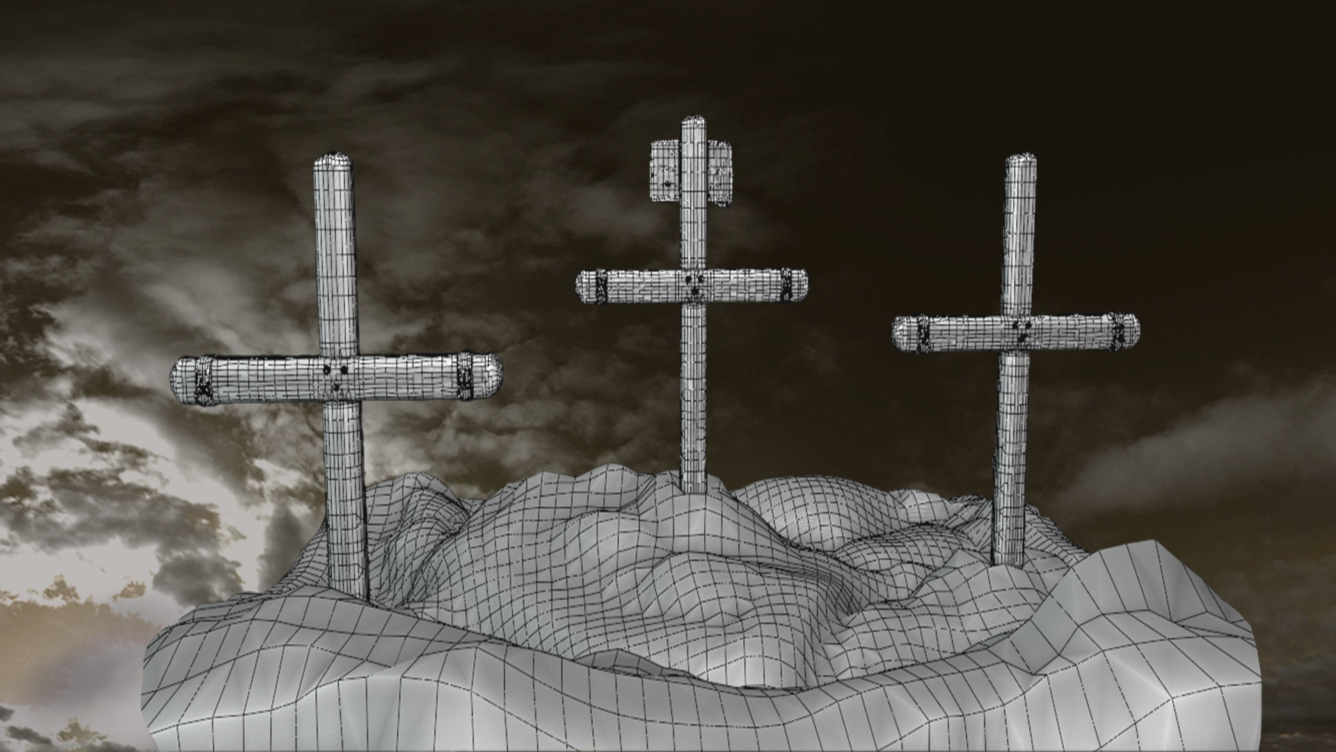 Diorama -The 3 Crosses - Jesus Christ free VR / AR / low-poly 3D model ...