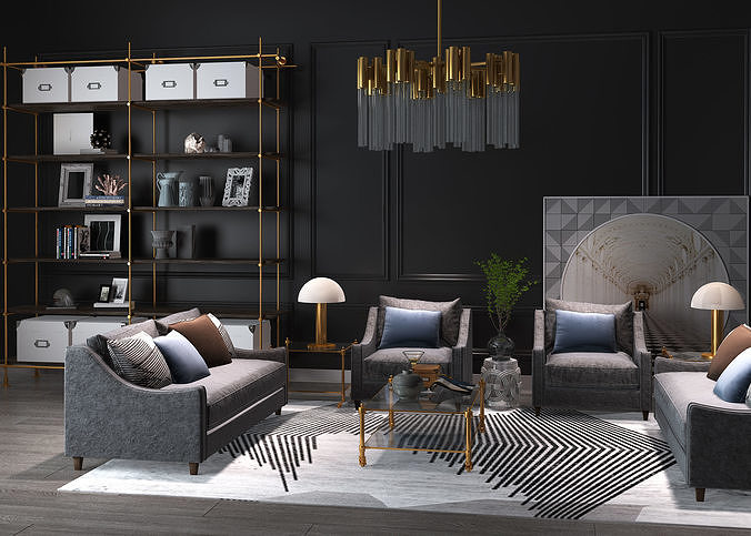Modern Luxury Living Room Set 3D model | CGTrader