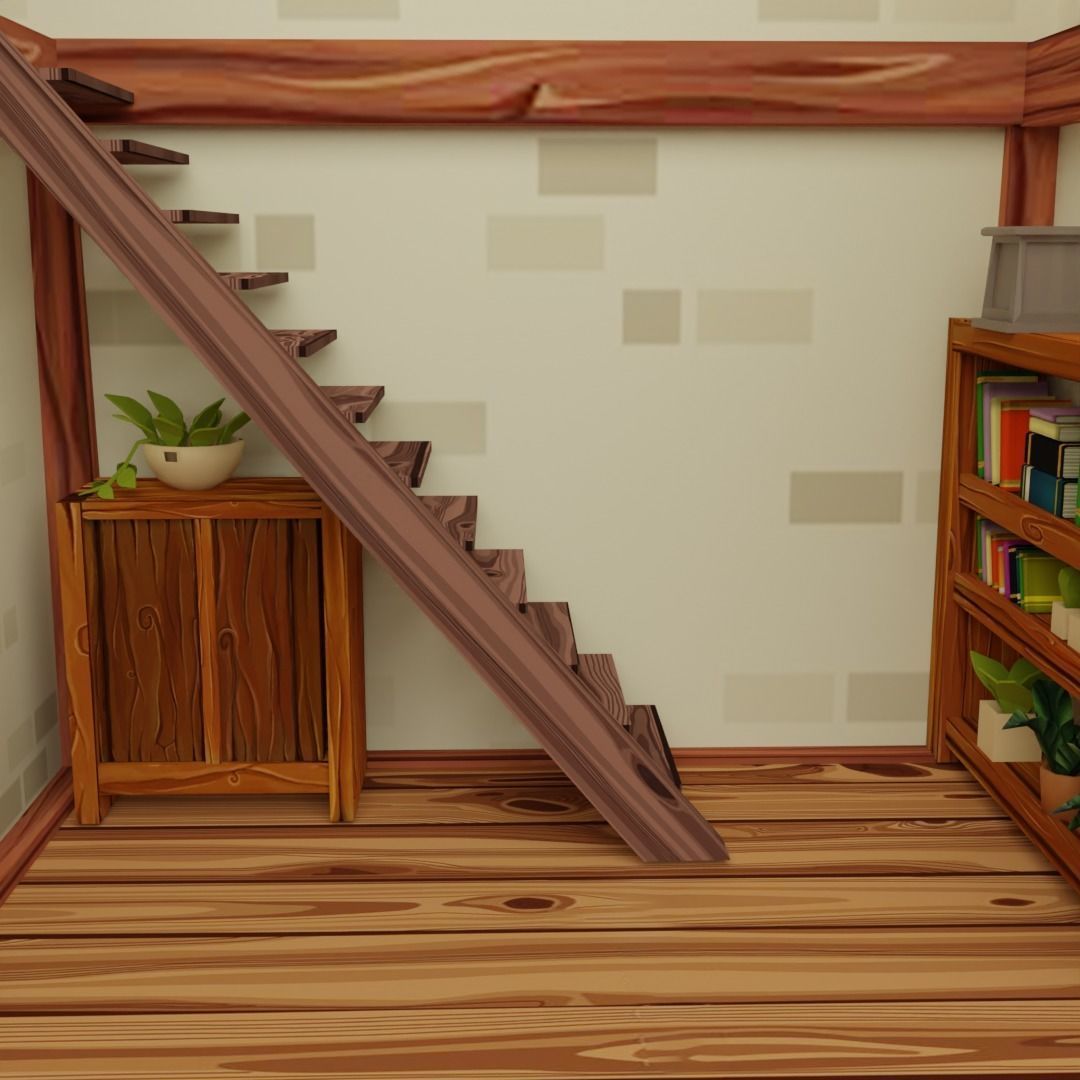 3D model Low poly House with Interior VR / AR / low-poly | CGTrader