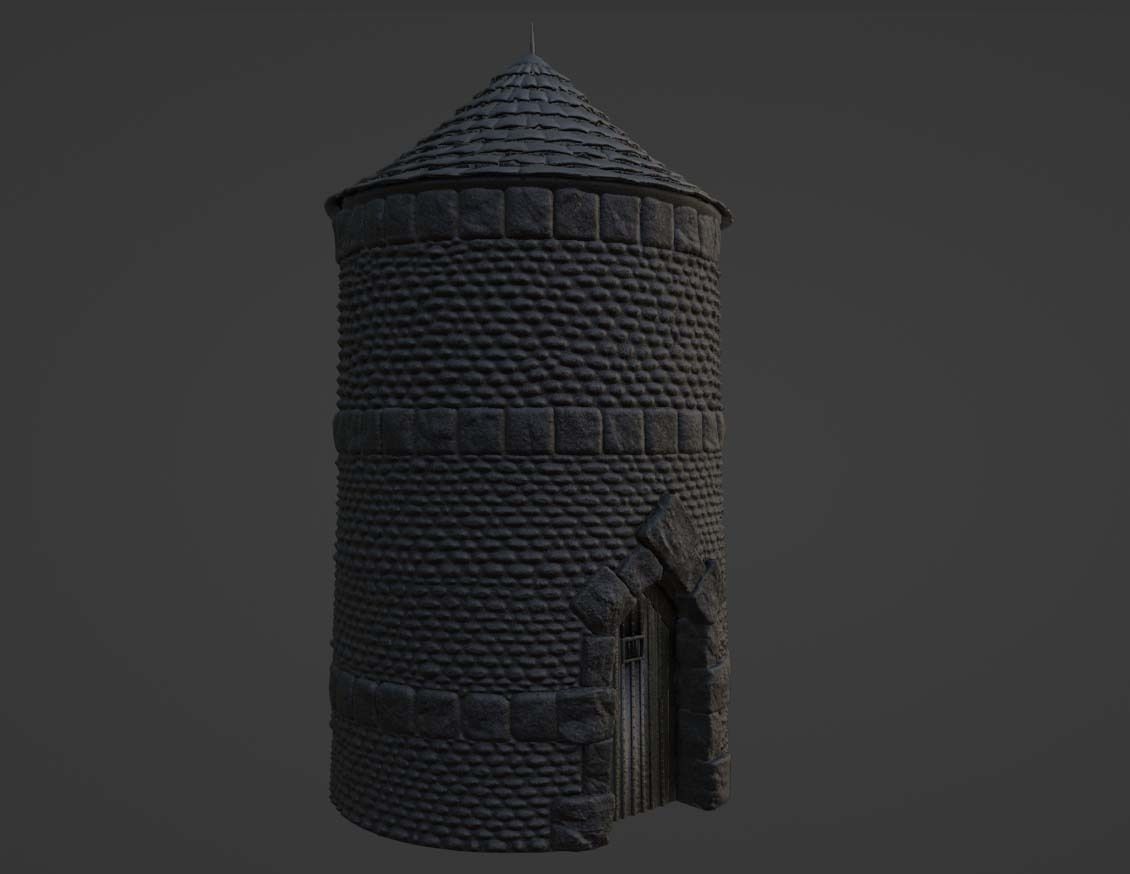 3D model Castle Tower - Medieval Stone Turret Low-Poly Game Asset VR ...