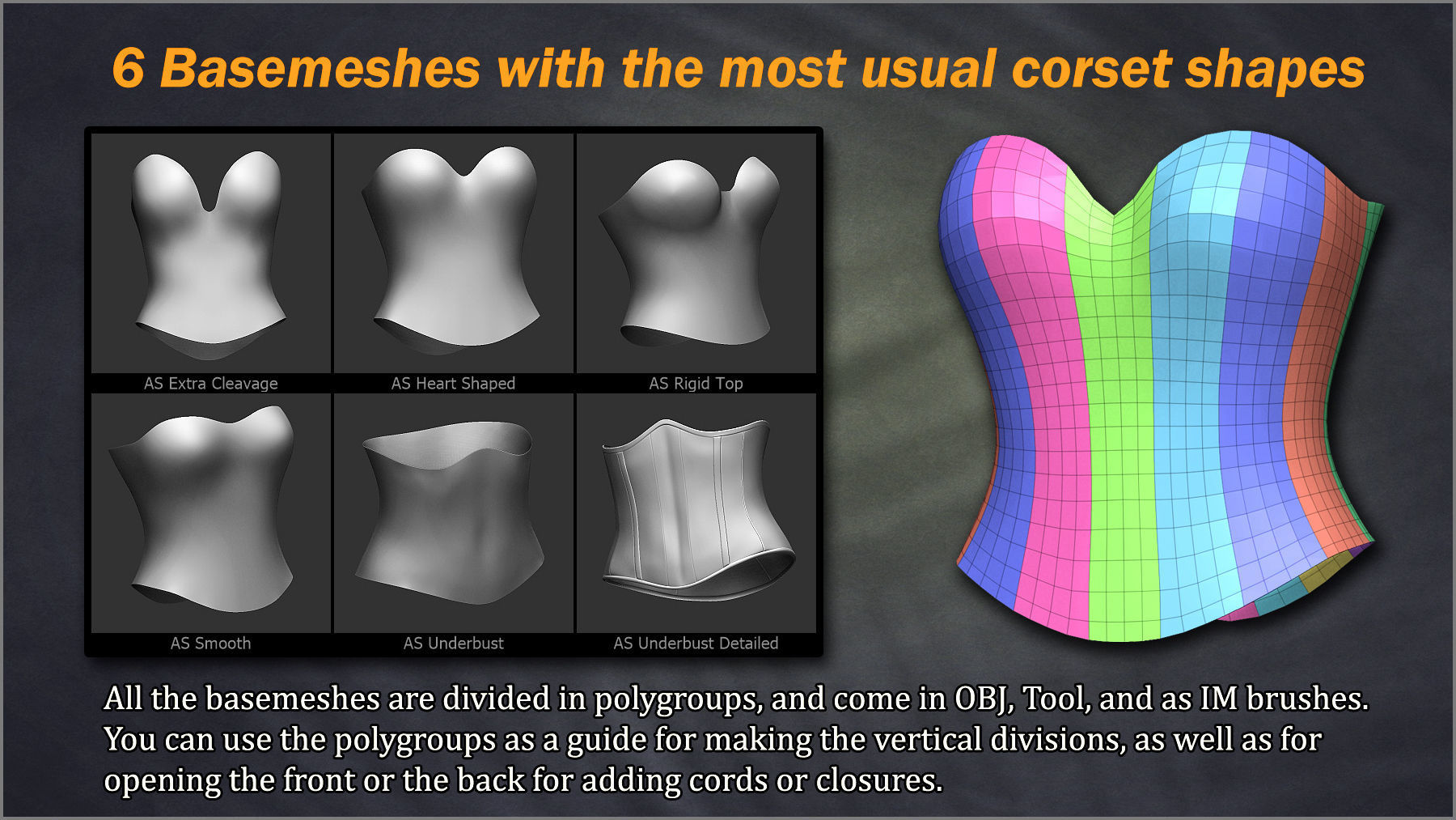 Corset Maker ZBrush brushes and Basemeshes 3D model | CGTrader