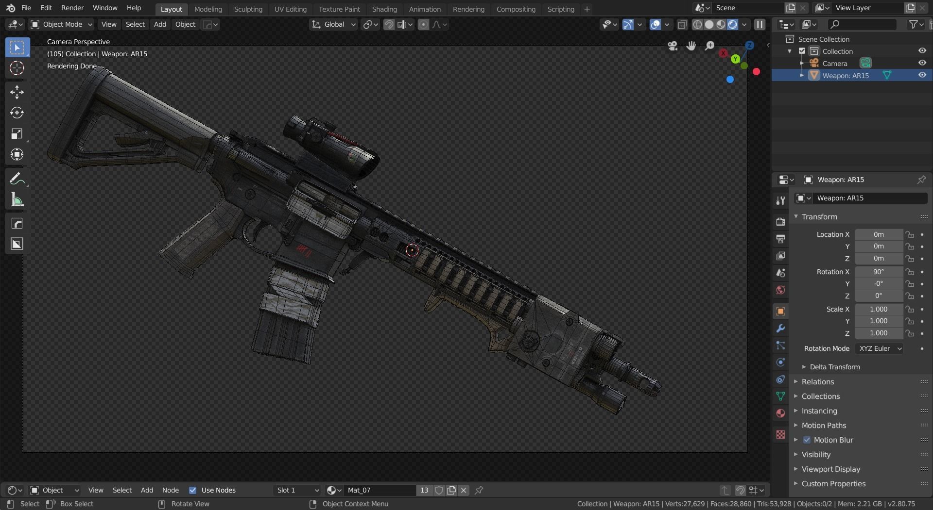 3D model Game Ready Gun - AR15 VR / AR / low-poly | CGTrader