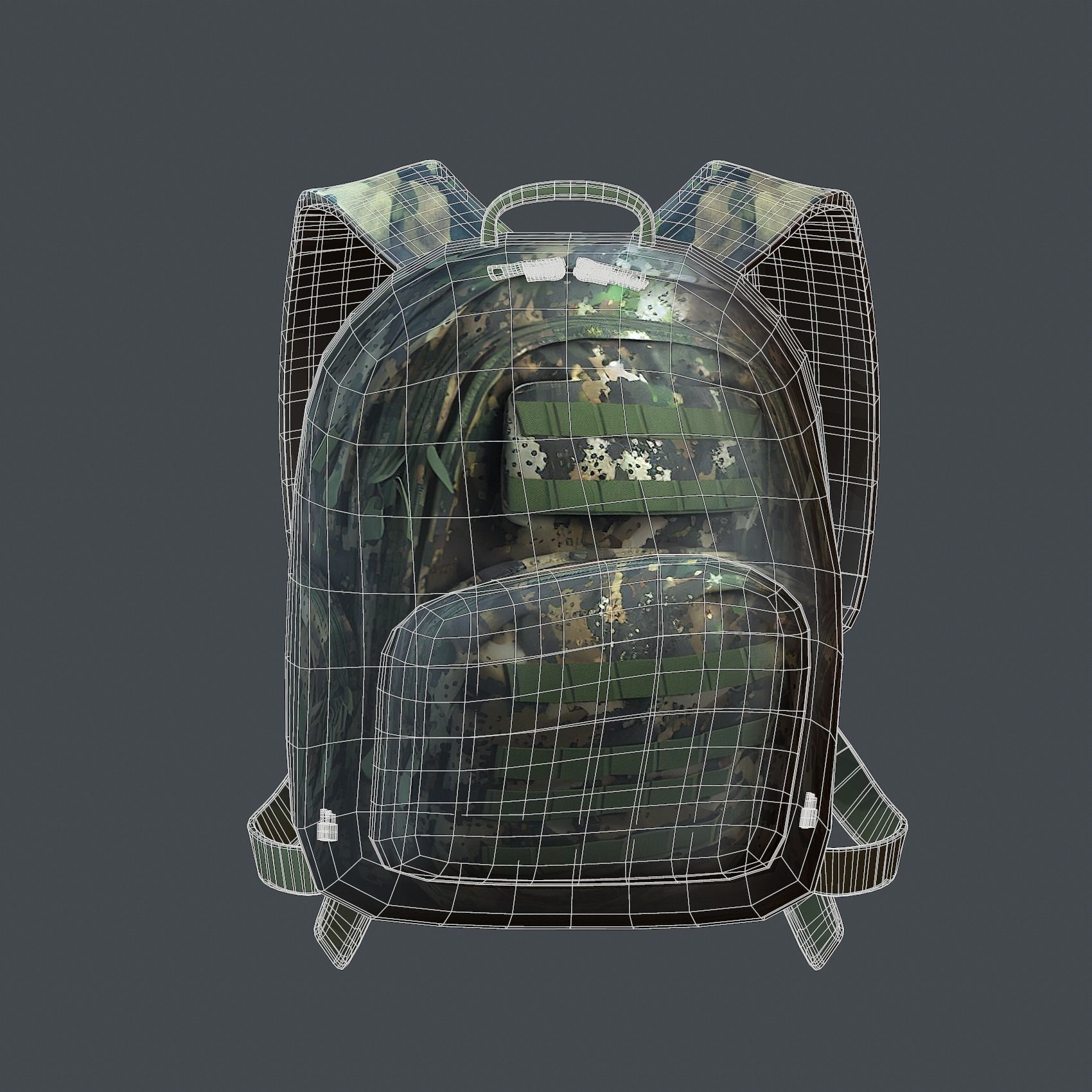3D model Backpack military combat Black baggage Low-poly VR / AR / low ...