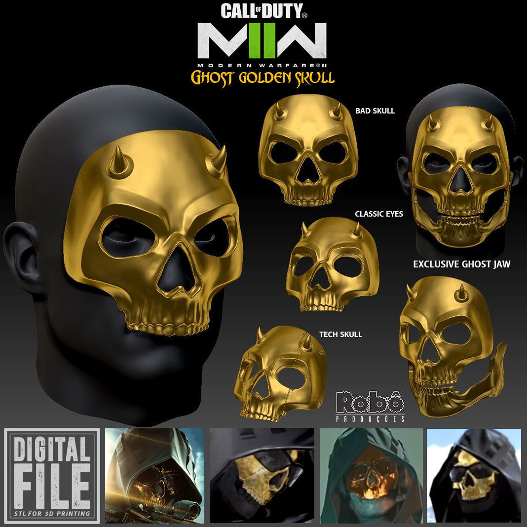 Ghost Gilded Reaper Bone Chiller Golden Skull Mask MW2 - WARZONE 3D ...
