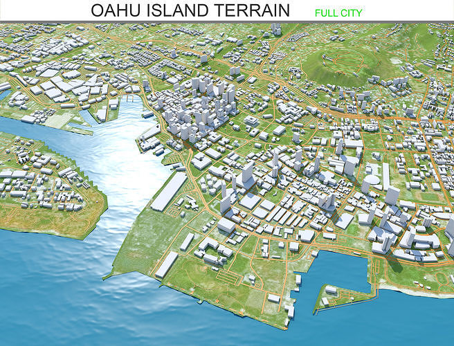 3D model Oahu Island Terrain 90km VR / AR / low-poly | CGTrader