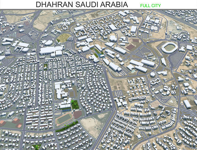3D model Dhahran Saudi Arabia 50km VR / AR / low-poly | CGTrader