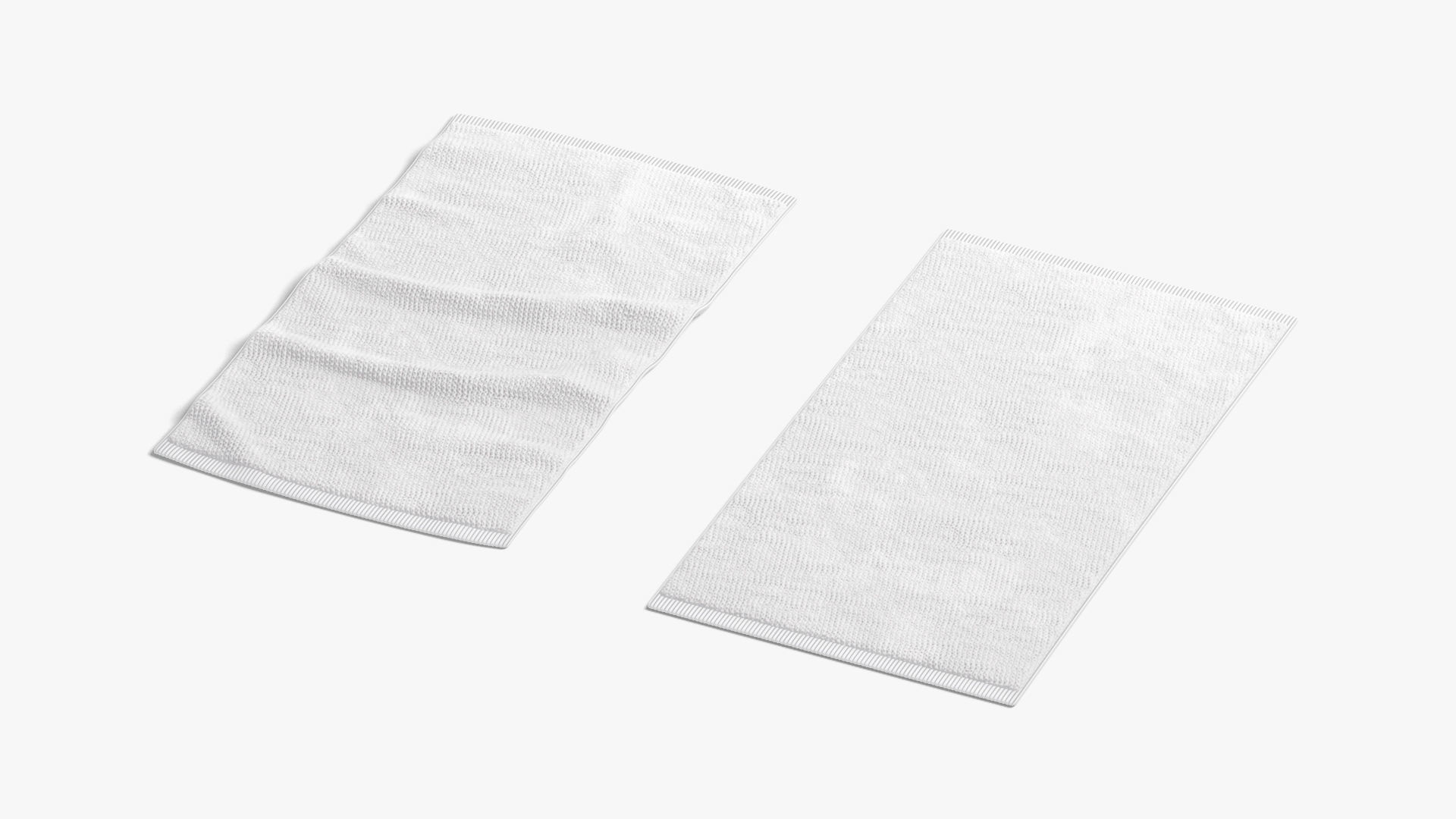 3D model White Small Bath Towel Set - flat crumpled shower beach towels ...