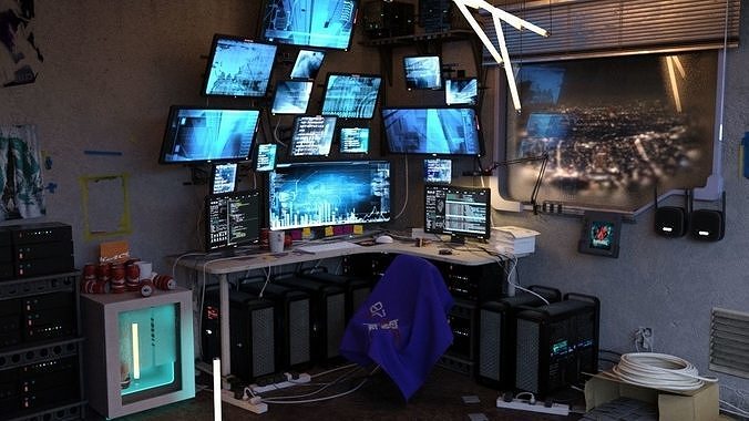 Hacker computer bedroom 3D model | CGTrader