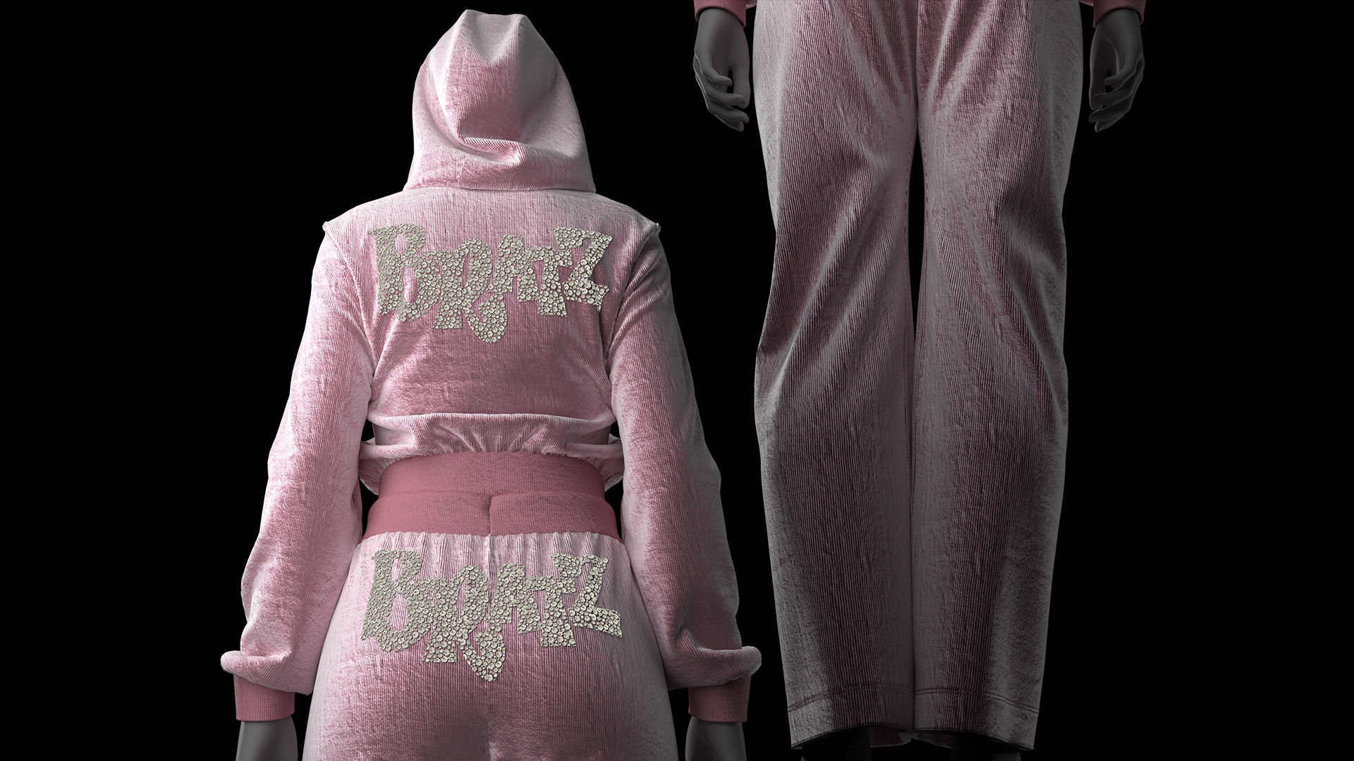Pink Tracksuit with Bratz Logo Fitted to Gen8 Body Mesh 3D model | CGTrader