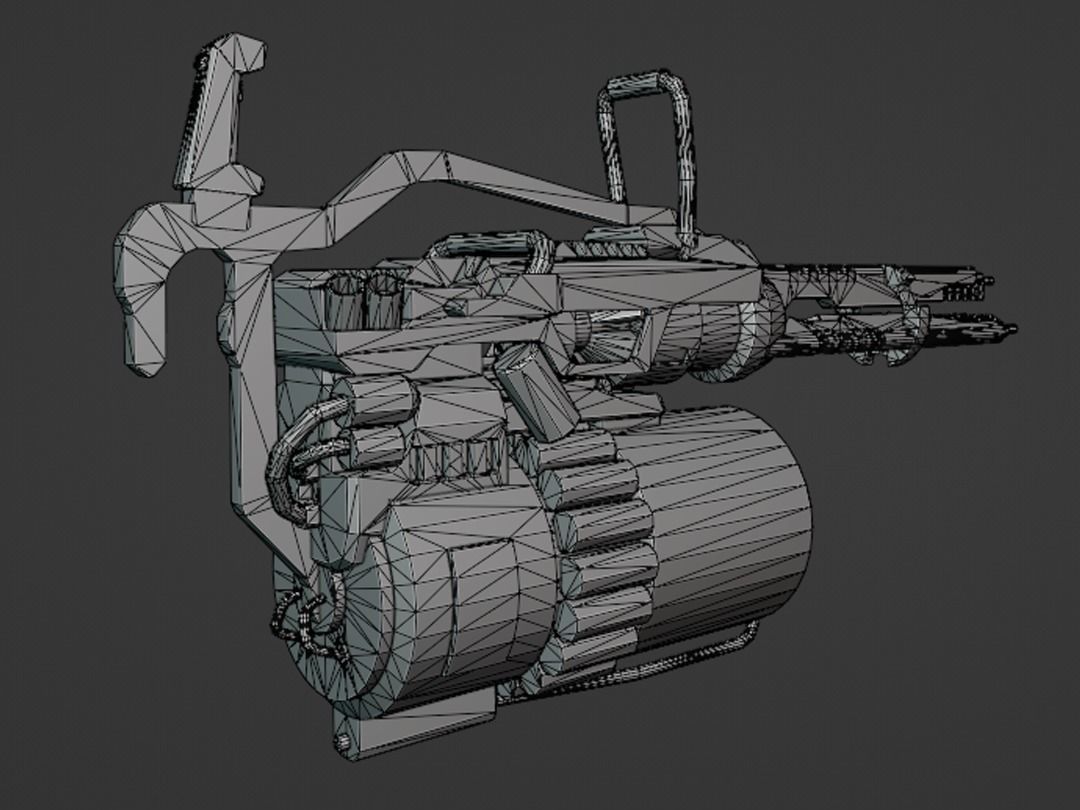 Free low-poly futuristic minigun free VR / AR / low-poly 3D model ...