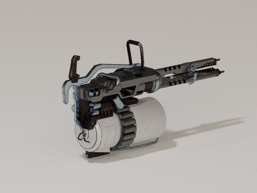 Free low-poly futuristic minigun free VR / AR / low-poly 3D model ...