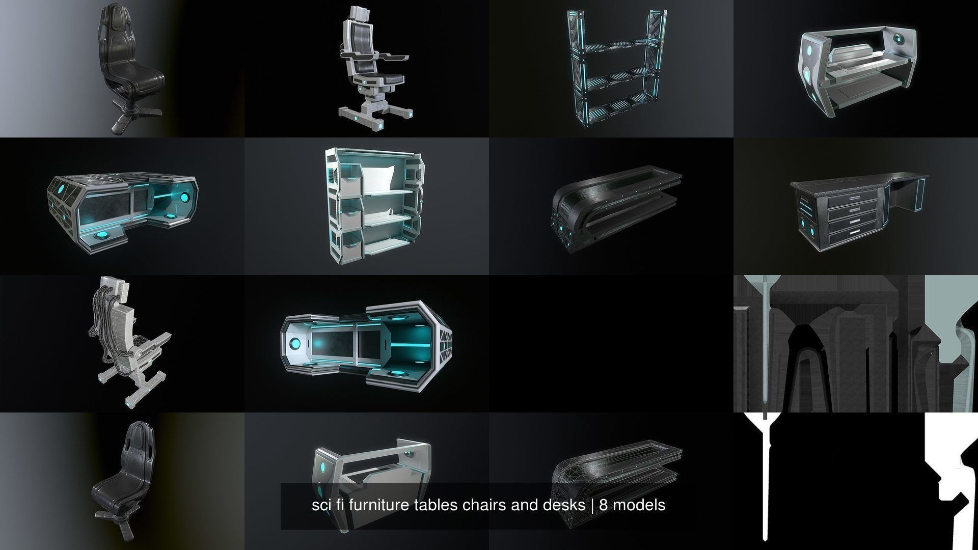 sci fi furniture tables chairs and desks 3D Model Collection | CGTrader