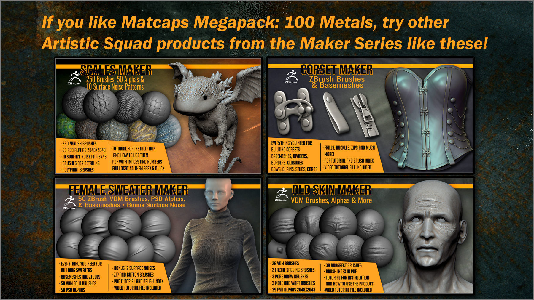 Matcaps Megapack 100 Metals For ZBrush Texture | CGTrader