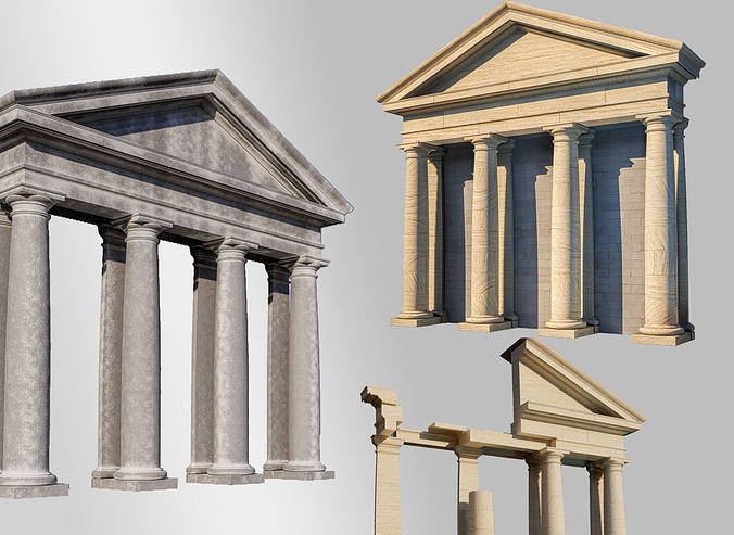 fronton Tuscan column and stone block model 3D model | CGTrader