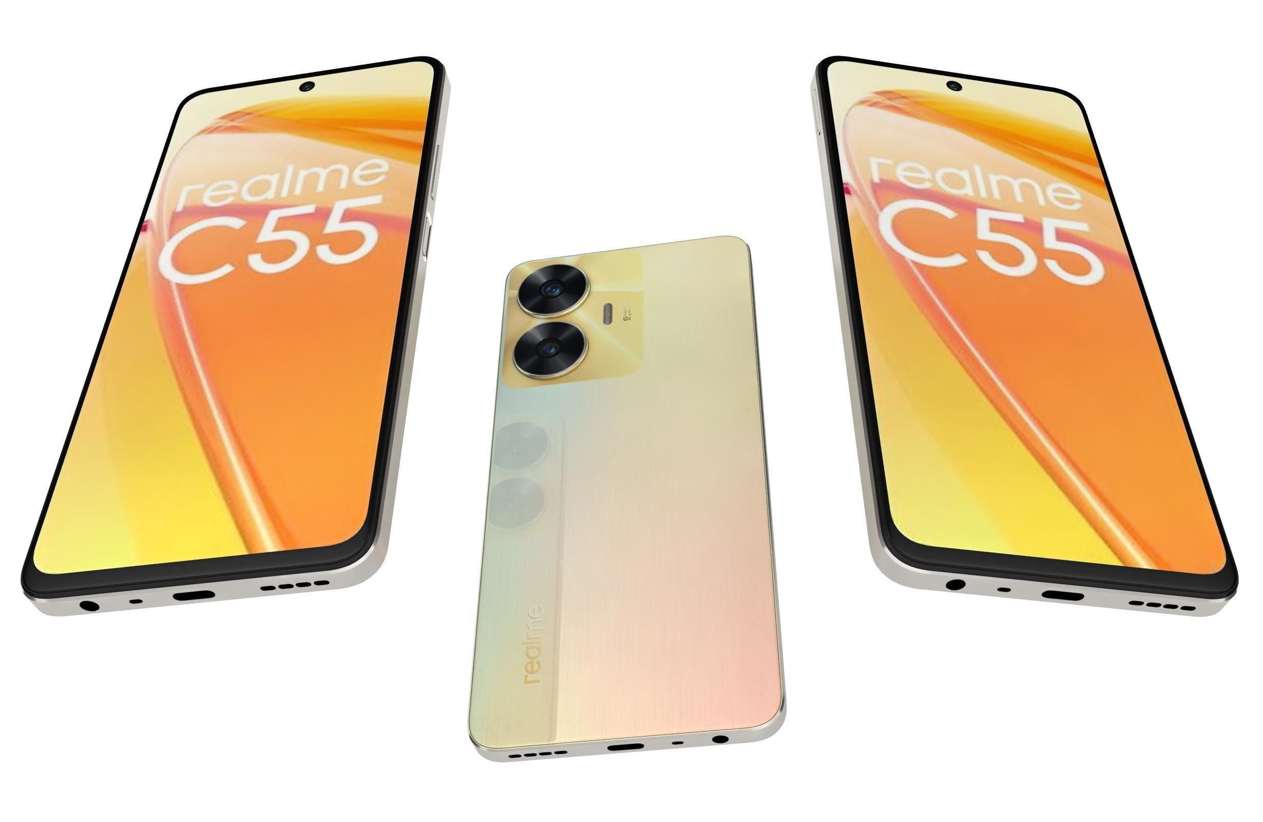 3D model Realme C55 Black And Gold VR / AR / low-poly | CGTrader