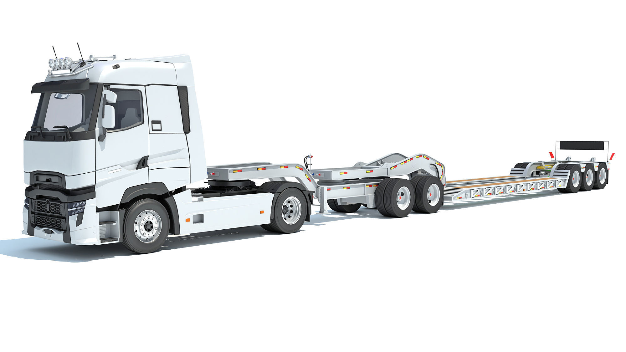 Semi Truck with Platform Trailer 3D model | CGTrader