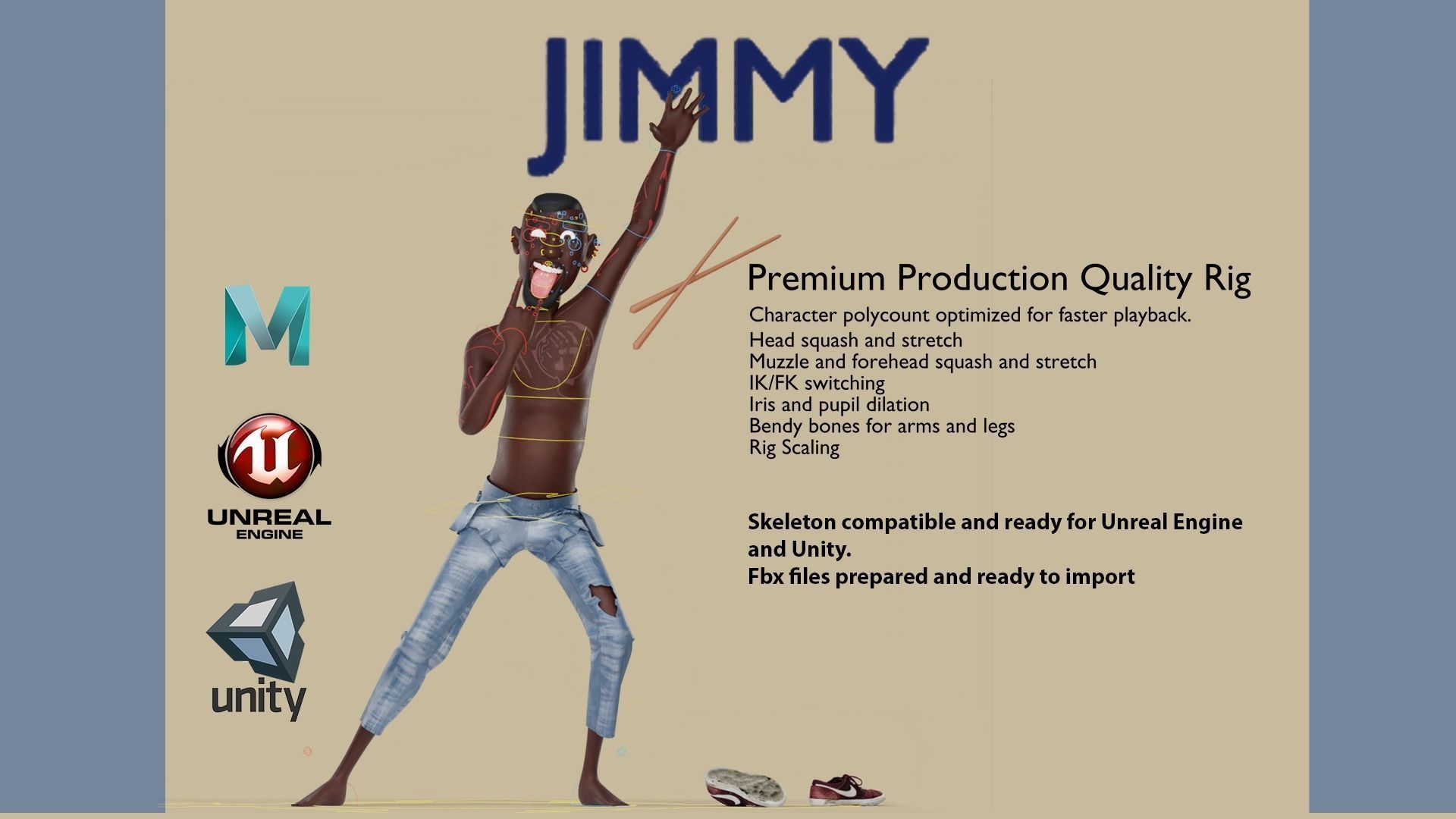 3D model JIMMY RIG MAYA VERSION VR / AR / low-poly | CGTrader