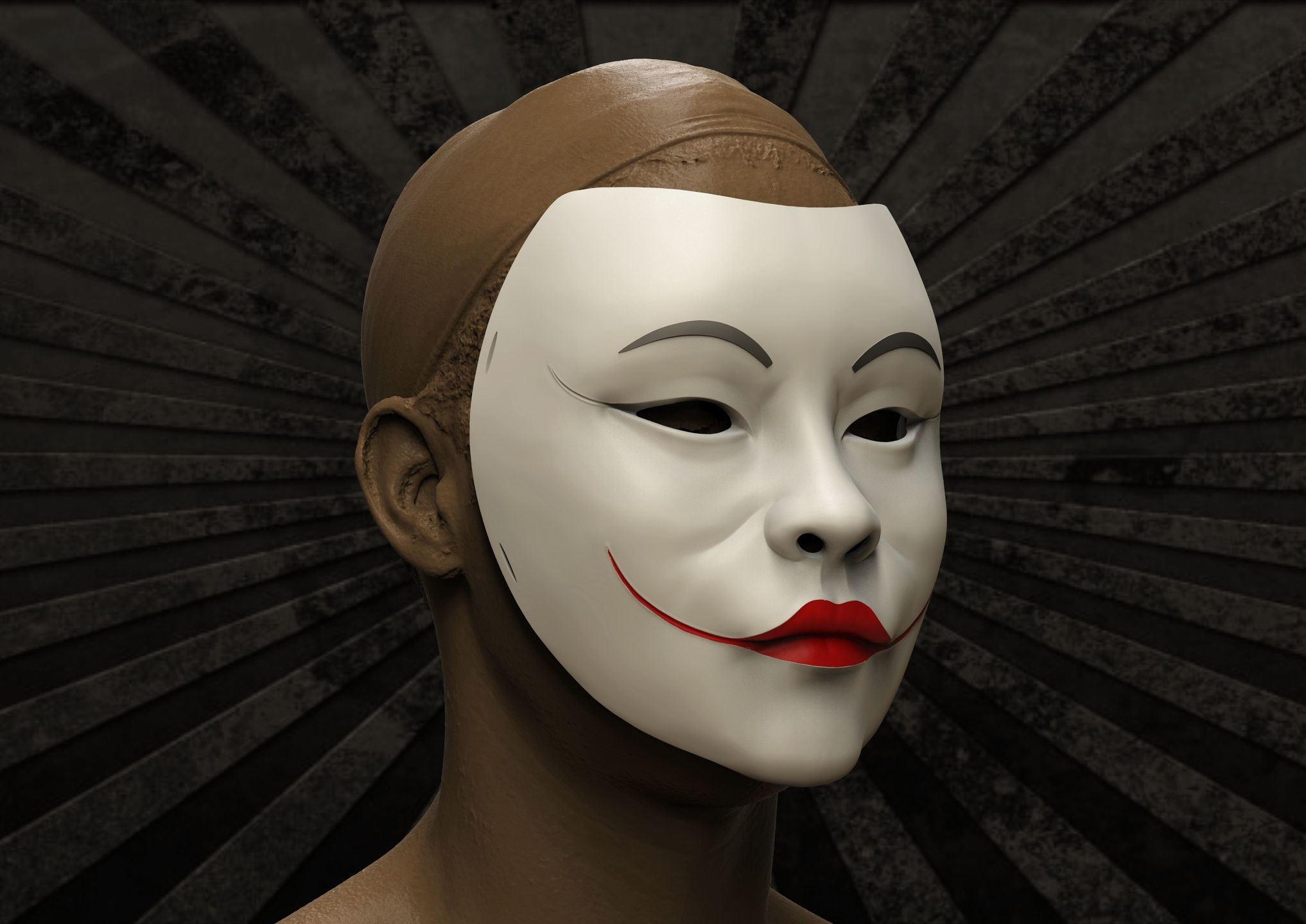 Geisha Mask Anime Mask 3D model 3D printable | CGTrader