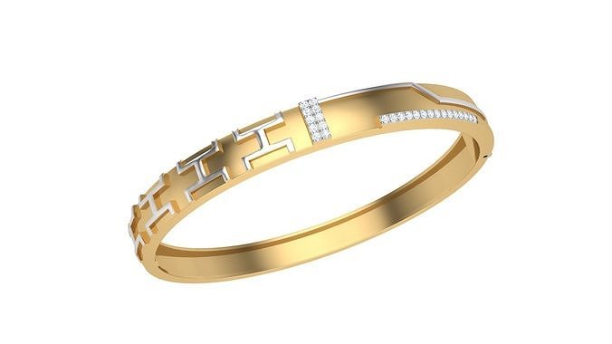 Bracelet - 9 gold bangle with diamonds 3D model 3D printable | CGTrader