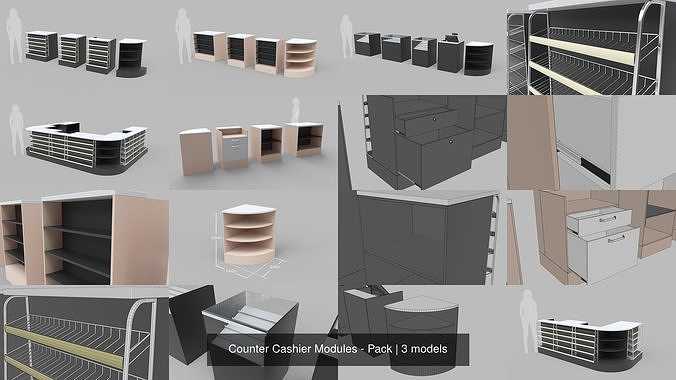 Counter Cashier Modules - Pack 3D Model Collection | CGTrader