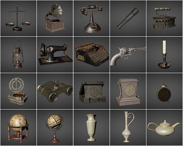 3D model Antique Collection Model Old - Low poly Realistic VR / AR ...