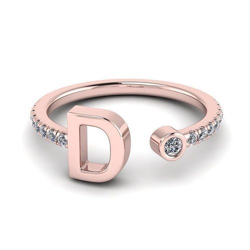 Jewelry alphabet Ring D 3D model 3D printable | CGTrader
