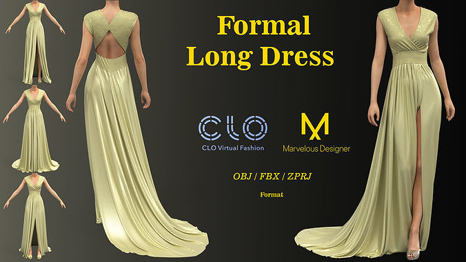 Formal Long Dress 3D model | CGTrader