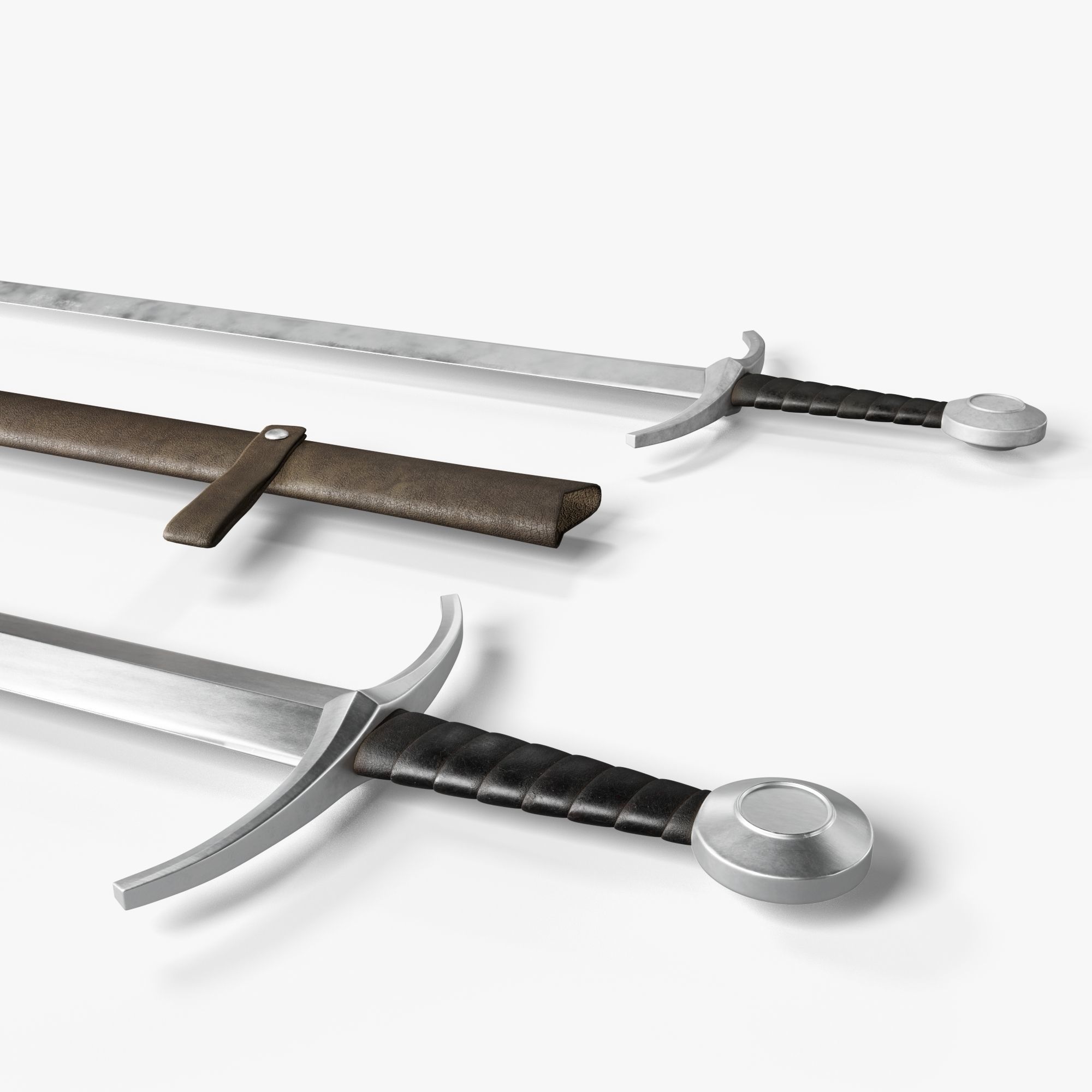 Medieval Sword 04 plus old texture and sheath 3D model rigged | CGTrader