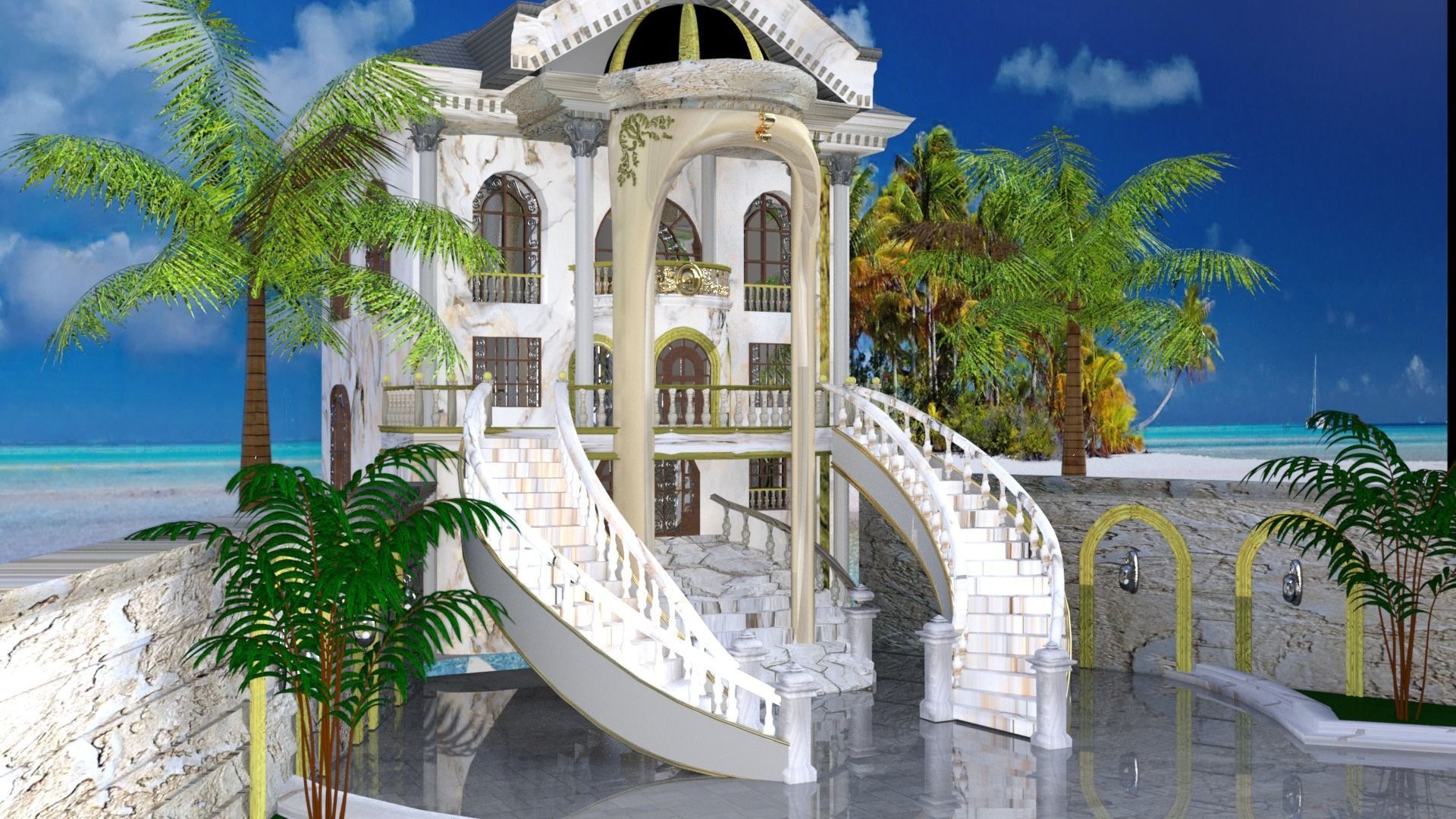 marble villa 3D model | CGTrader