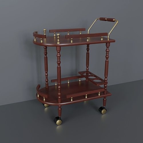 2 Tier Serving Cart with Casters 3D model | CGTrader