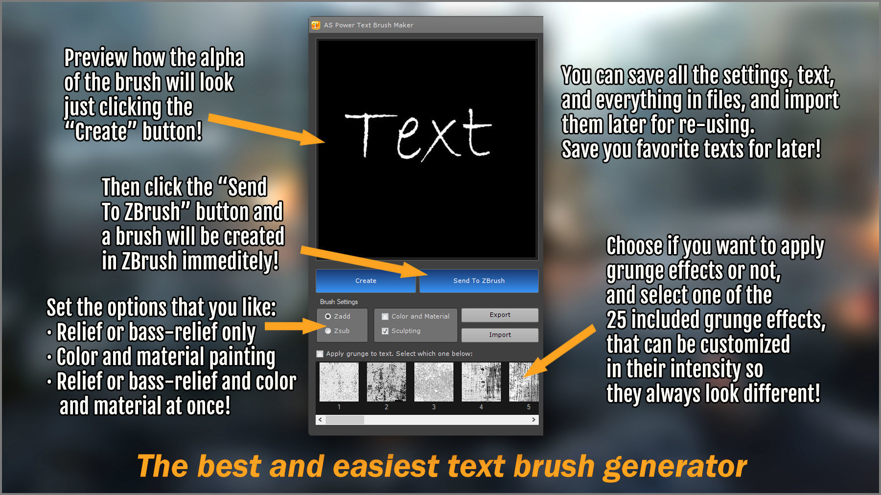 Power Text Brush Maker ZBrush Plugin 3D model | CGTrader