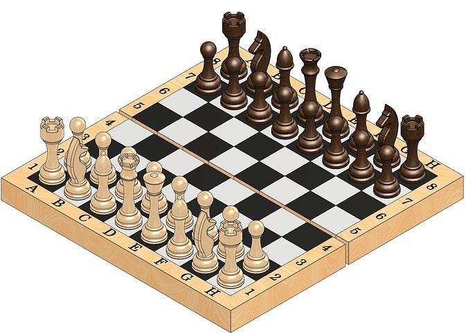 Chess board with pieces free 3D model | CGTrader