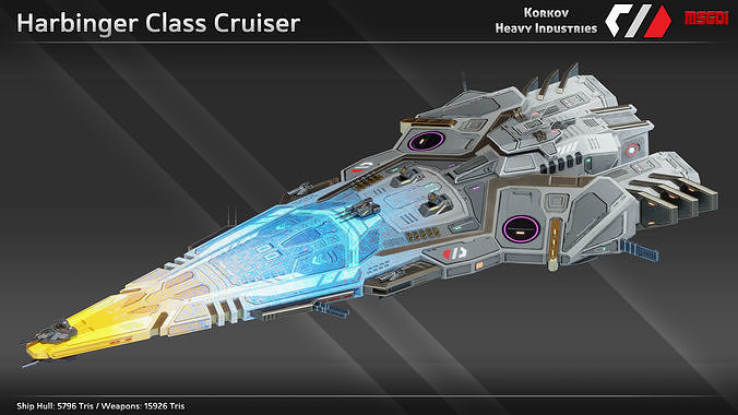 3D model Spaceship Harbinger Class Cruiser VR / AR / low-poly | CGTrader